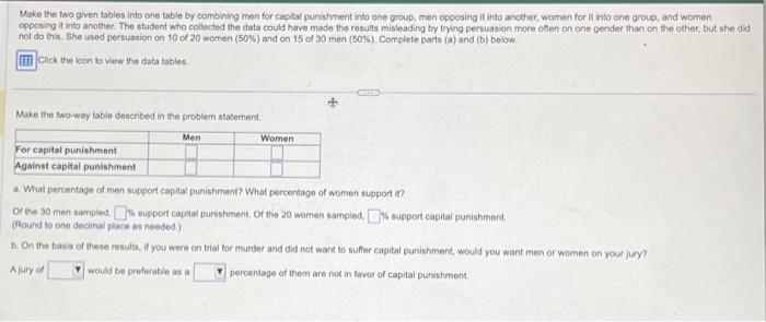 Solved Make the two given tables into one table by combining | Chegg.com