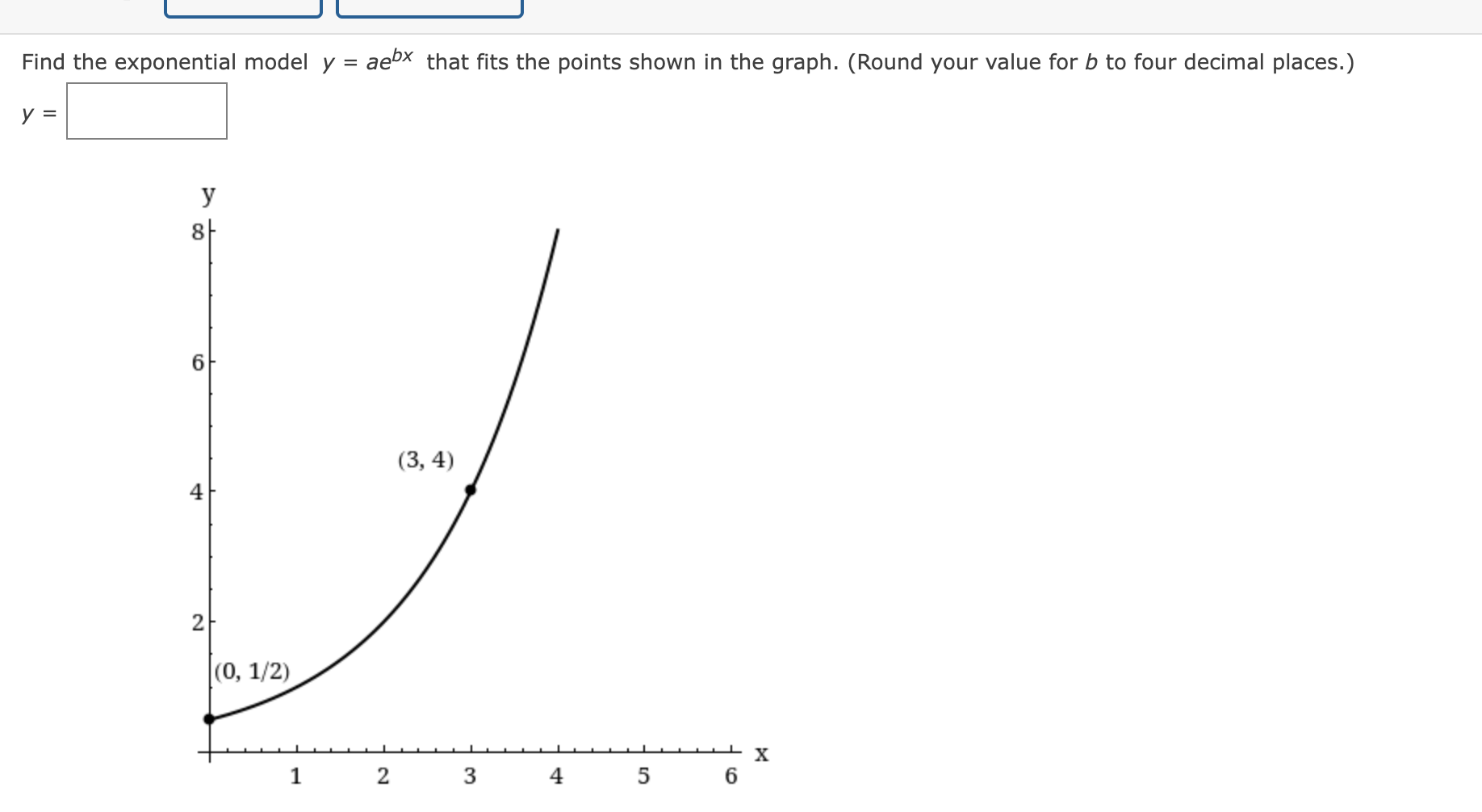 Solved Find the exponential model y=ae^(bx) ﻿that fits the | Chegg.com