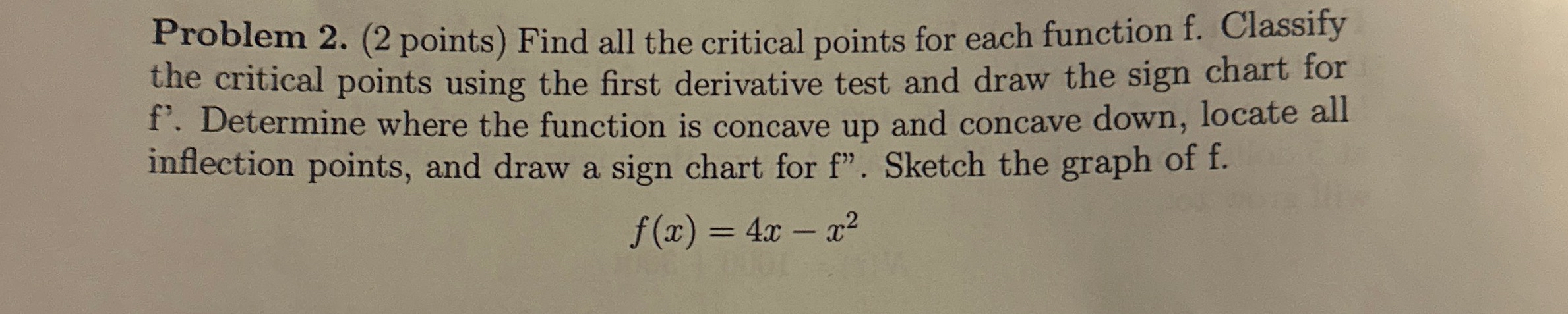 Solved Problem 2. ( 2 ﻿points) ﻿Find all the critical points | Chegg.com