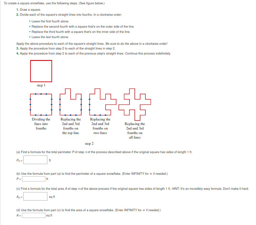 Solved To create a square snowflake, use the following | Chegg.com