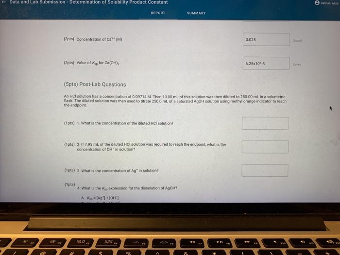 Solved Data and Lab Submission - Determination of | Chegg.com