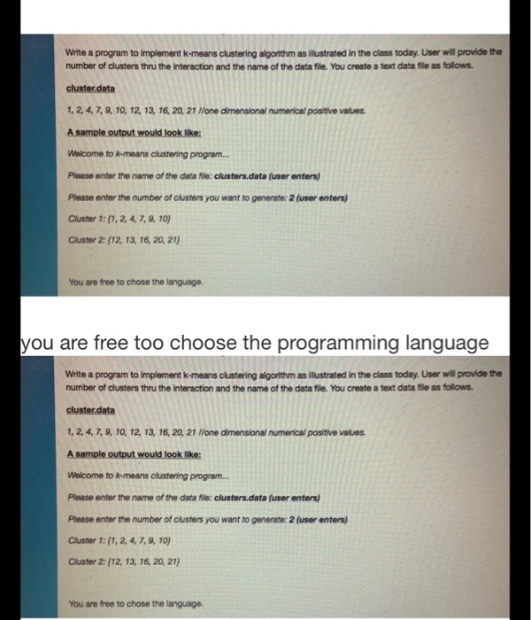 Solved Write a program to implement k-means clustering | Chegg.com