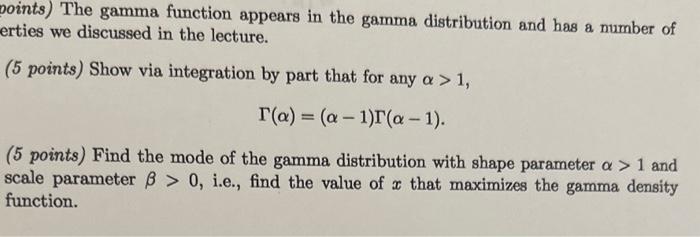 oints) The gamma function appears in the gamma | Chegg.com