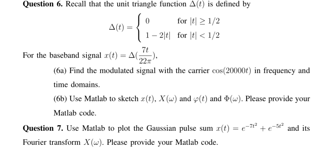 Solved Question 6. ﻿Recall that the unit triangle function | Chegg.com