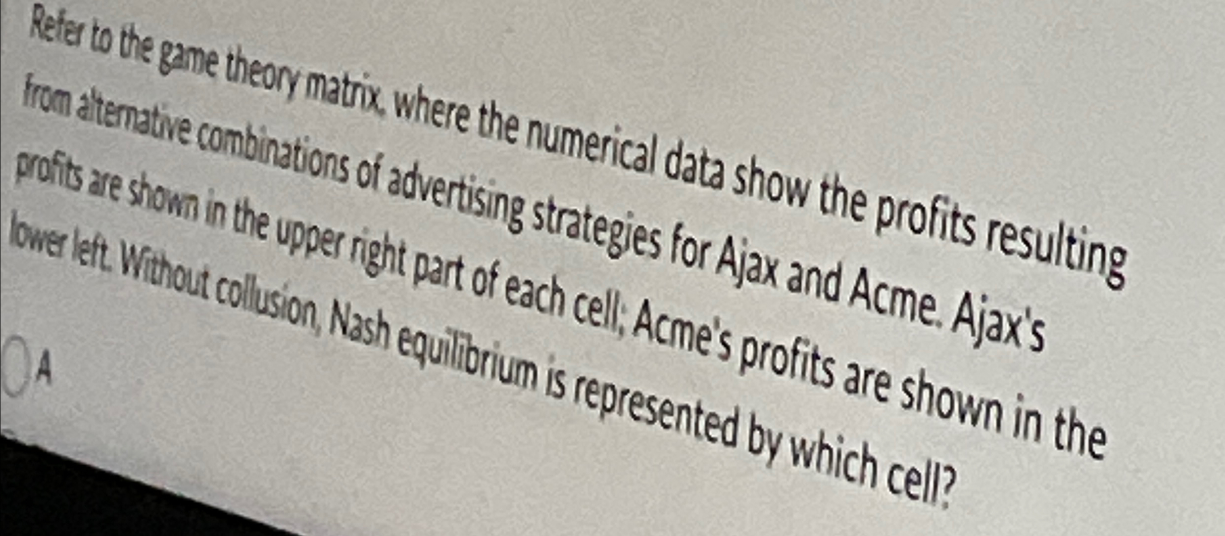 Solved Retate to the game theory matrix where the numerical | Chegg.com