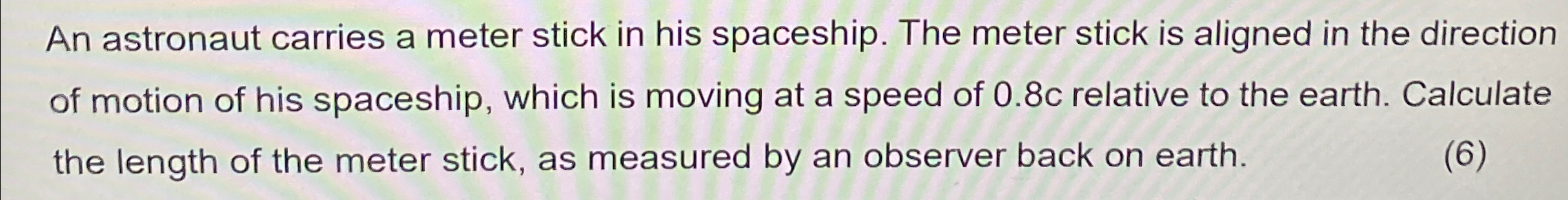 Solved An astronaut carries a meter stick in his spaceship. | Chegg.com
