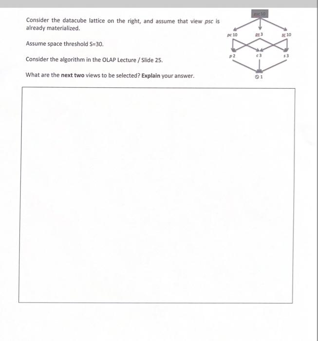 Solved Consider the datacube lattice on the right, and | Chegg.com