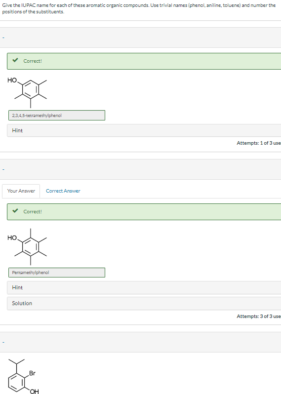 Solved Give the IUPAC name for each of these aromatic | Chegg.com