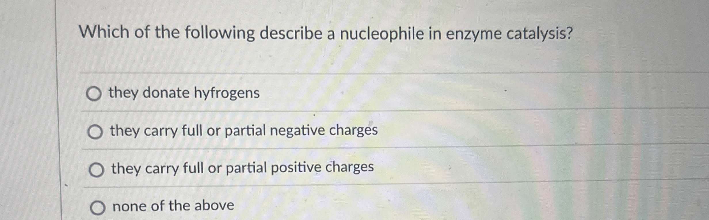 Solved Which of the following describe a nucleophile in | Chegg.com