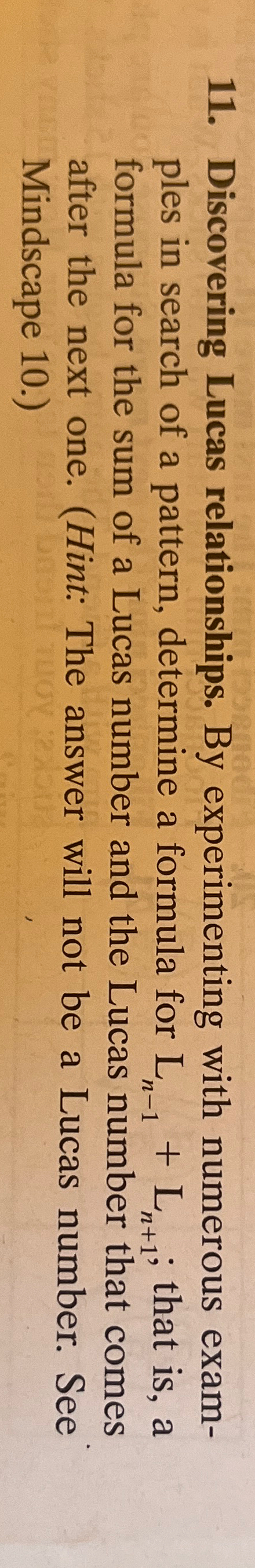 Solved Discovering Lucas relationships. By experimenting | Chegg.com