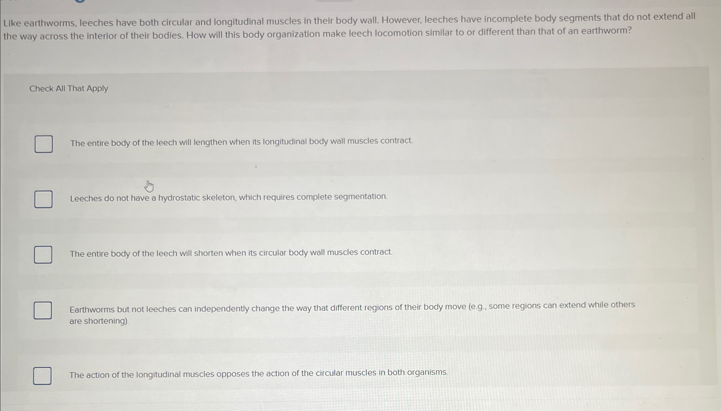 Solved Like earthworms, leeches have both circular and | Chegg.com