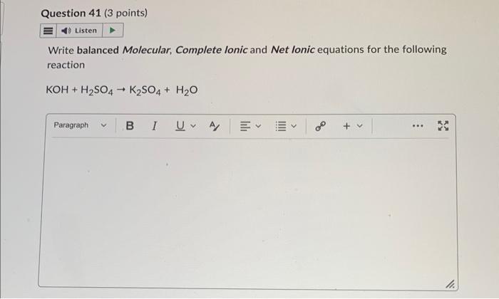 Solved Write balanced Molecular, Complete Ionic and Net | Chegg.com
