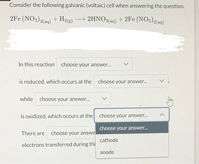 Solved Consider the following galvanic (voltaic) cell when | Chegg.com