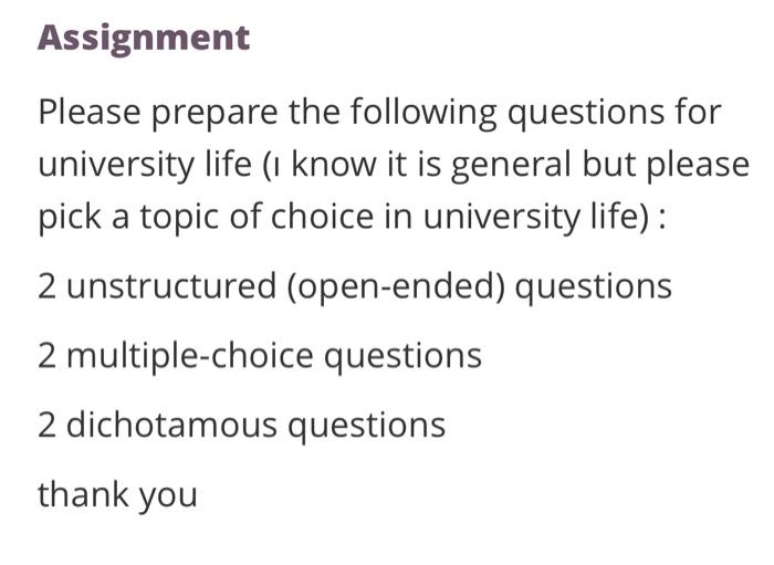 Solved Assignment Please prepare the following questions for | Chegg.com
