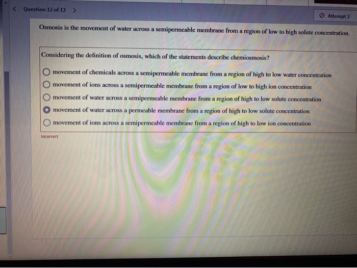 Solved Attempt 2 Osmosis is the | Chegg.com