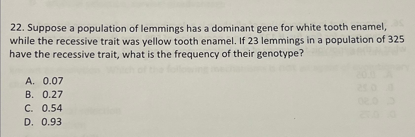 Solved Suppose a population of lemmings has a dominant gene | Chegg.com