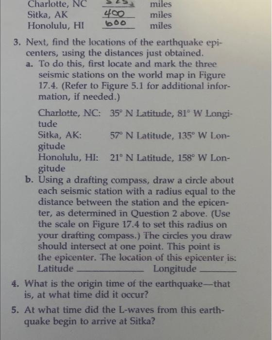 Solved 3. Next, find the locations of the earthquake | Chegg.com