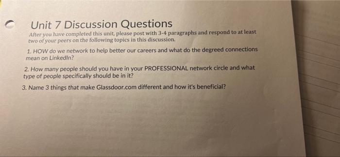 Solved Unit 7 Discussion Questions After you have completed | Chegg.com