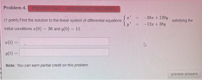 Solved Problem 4. PREVIEW ONLY_ANSWERS NOT RECORDED (1 | Chegg.com