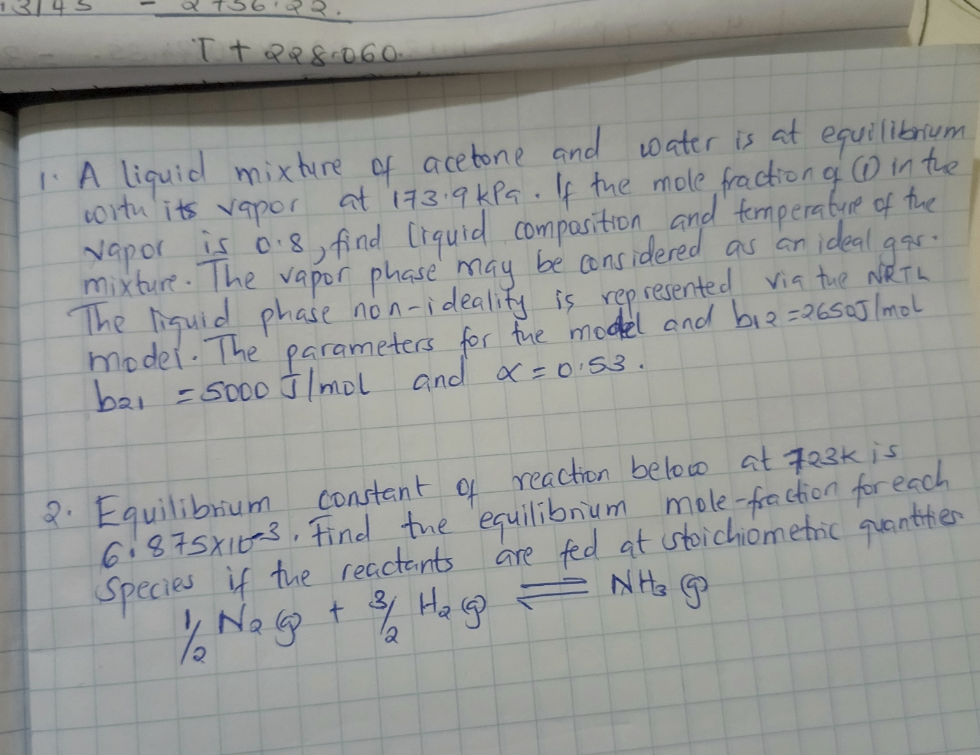 Solved 1.A liquid mixture of acetone and water is at | Chegg.com