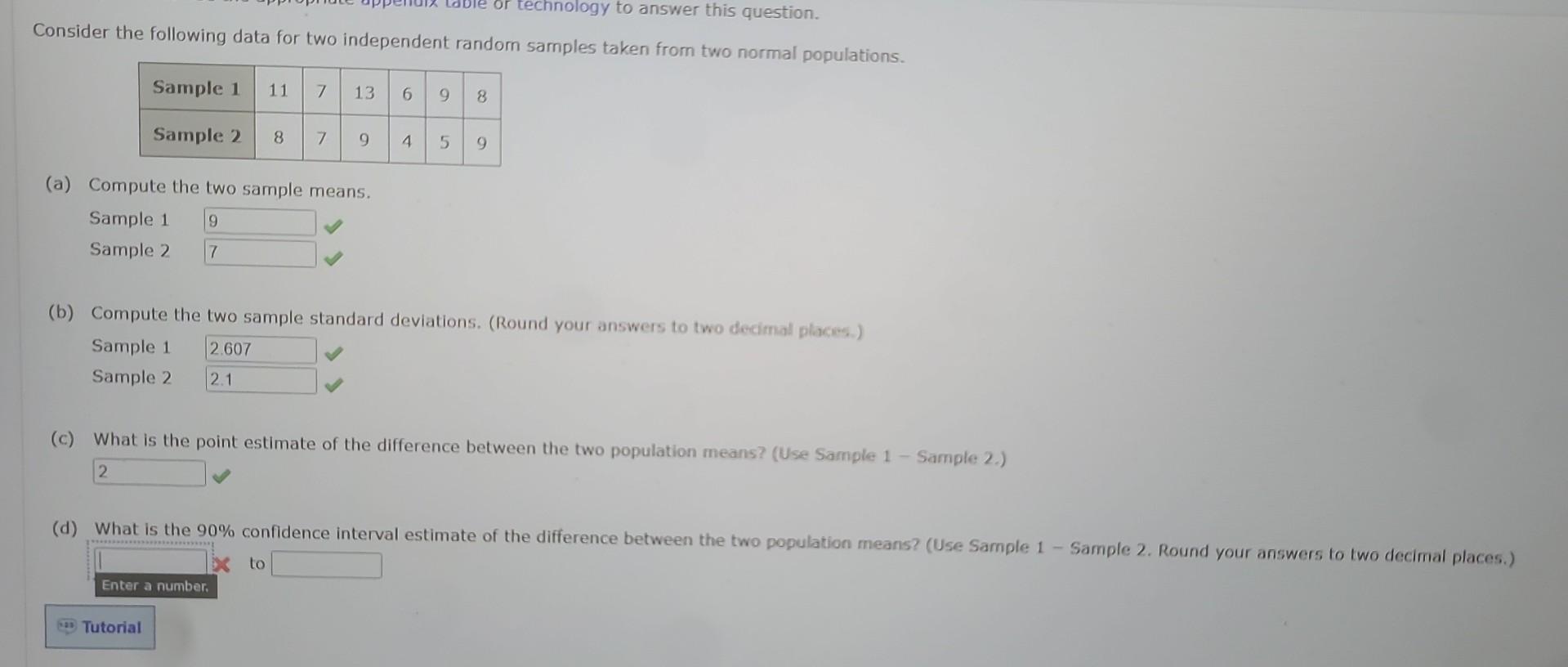 Solved Consider the following data for two independent | Chegg.com