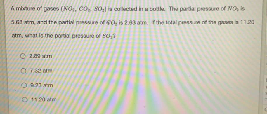 Solved A mixture of gases (NO2,CO2,SO2) ﻿is collected in a | Chegg.com