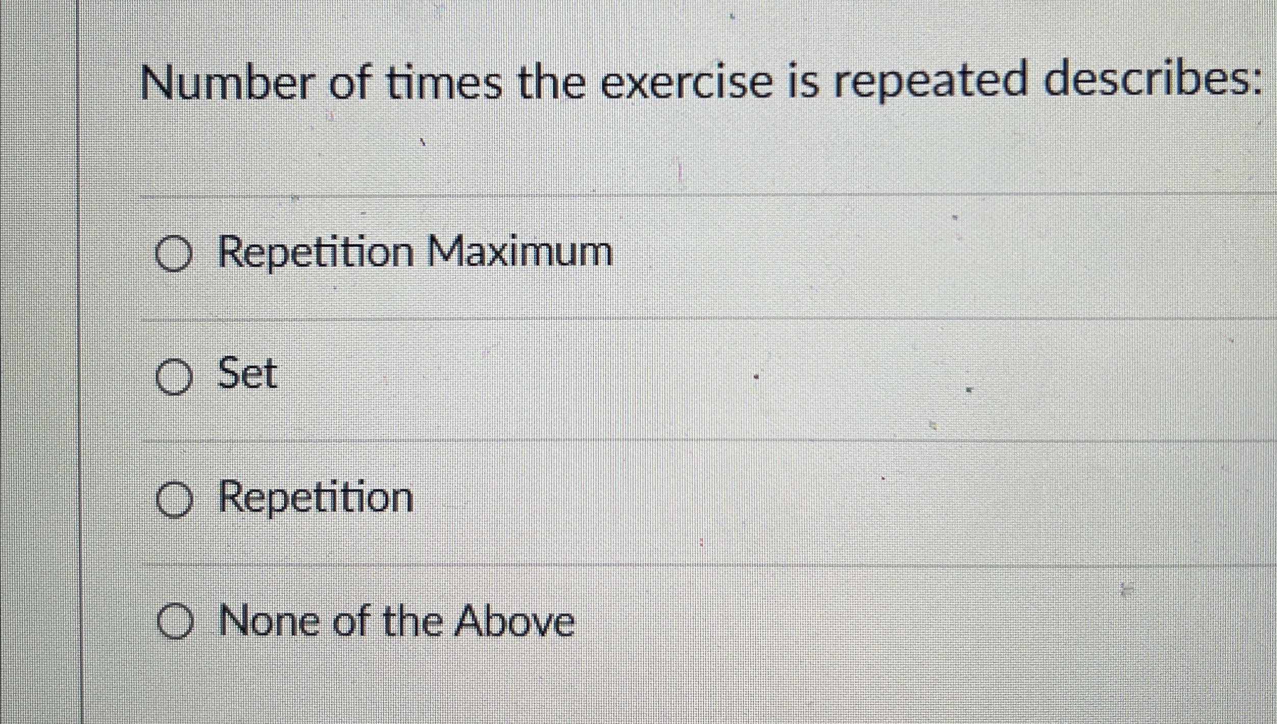 Solved Number of times the exercise is repeated | Chegg.com