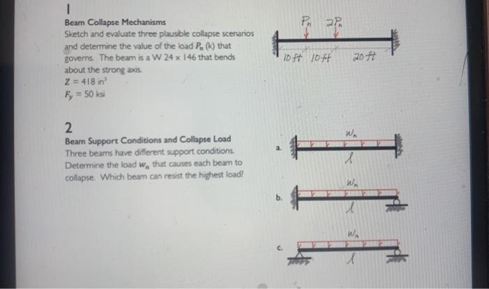 Solved P2P 1 Beam Collapse Mechanisms Sketch and evaluate | Chegg.com