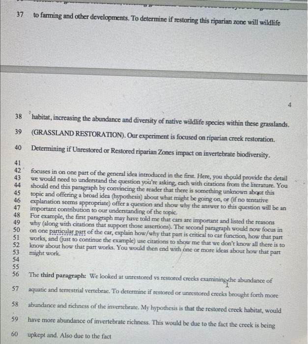 Solved three paragraphs the results were that restoration | Chegg.com
