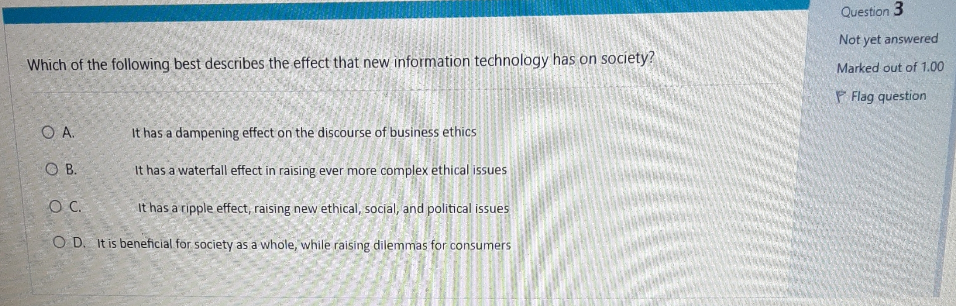 Solved Which of the following best describes the effect that | Chegg.com