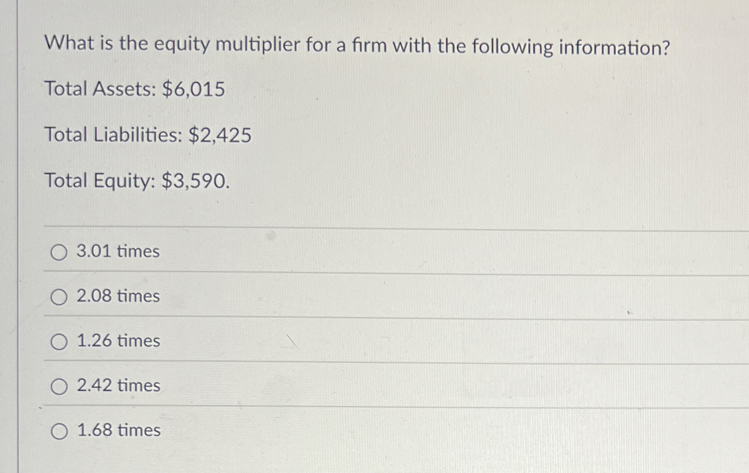 Solved What is the equity multiplier for a firm with the | Chegg.com