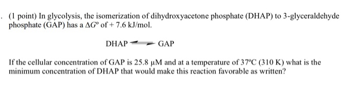 Solved . (1 point) In glycolysis, the isomerization of | Chegg.com