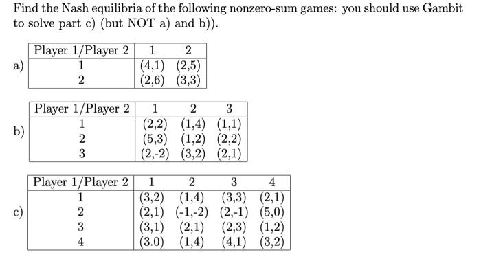 Find the Nash equilibria of the following nonzero-sum | Chegg.com