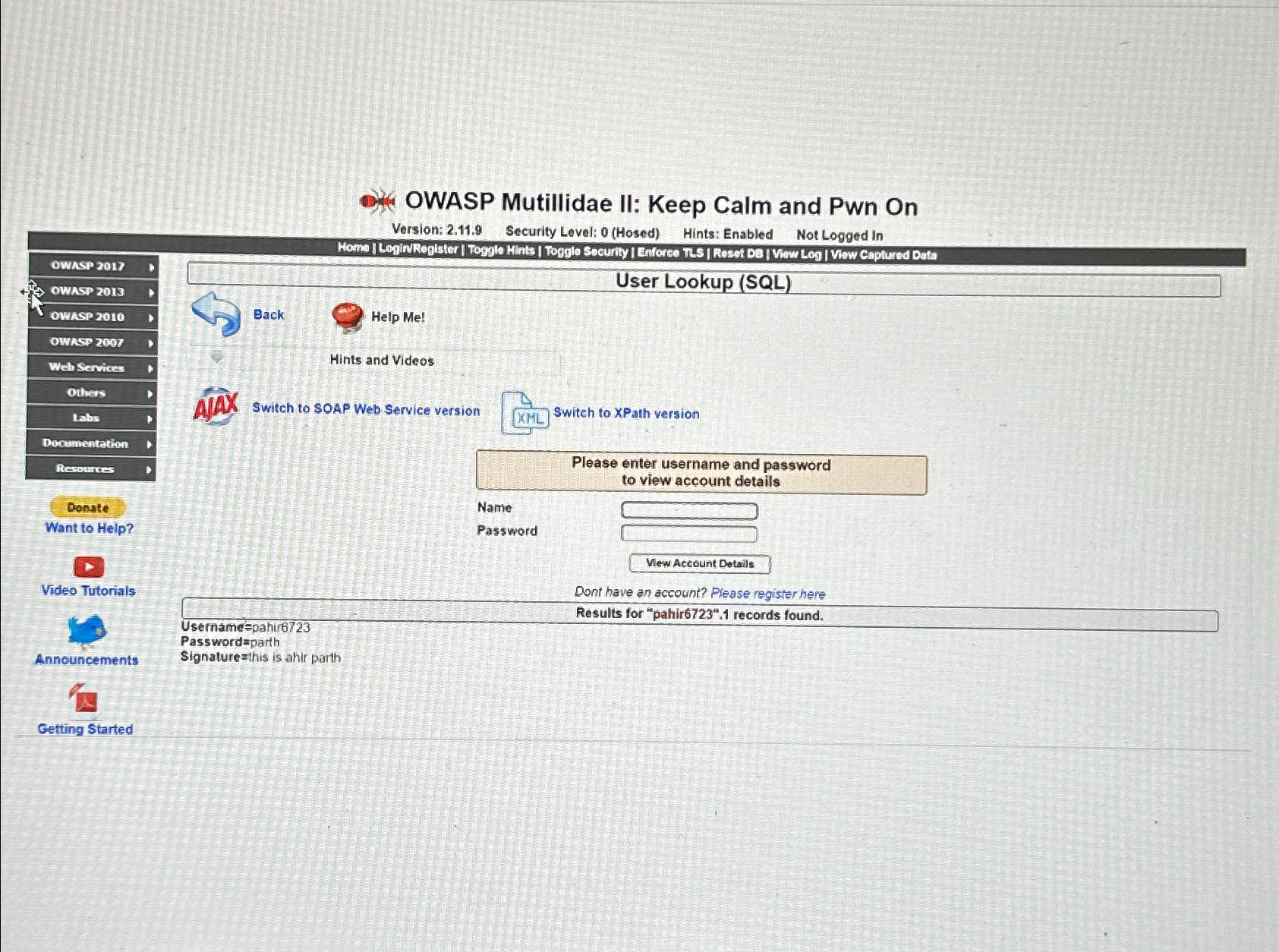 Solved Owasp Mutillidae Ii Keep Calm And Pwn Onversion