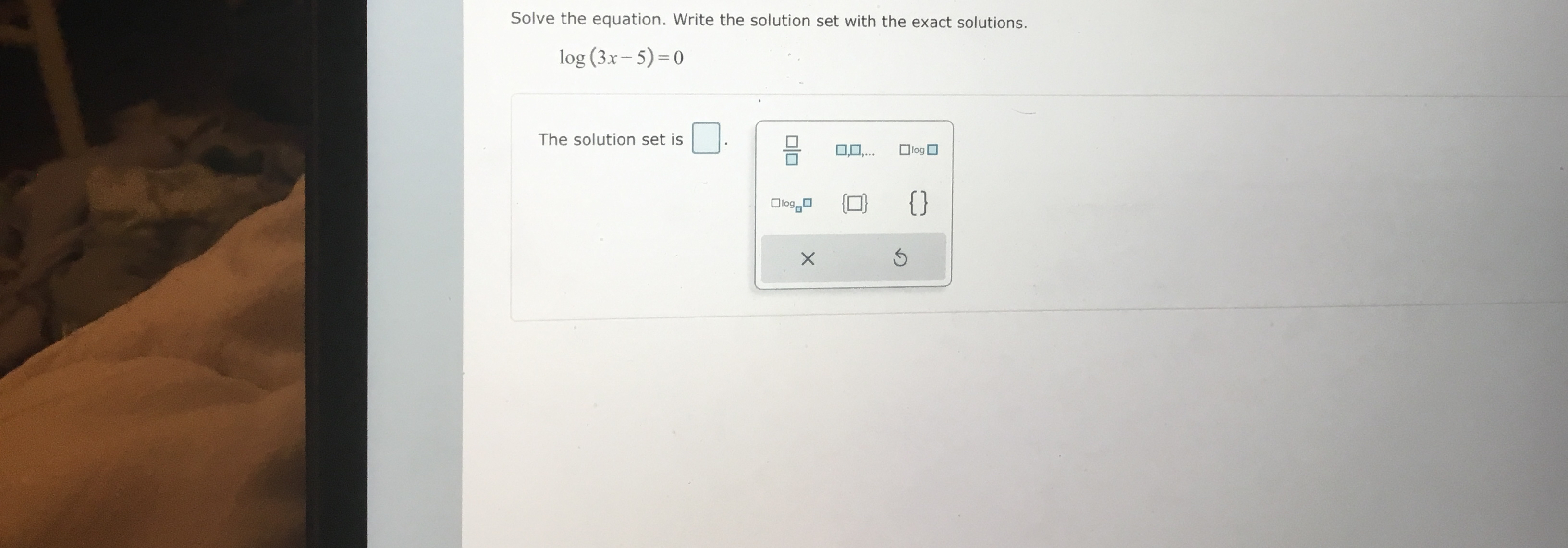 Solved Solve the equation. Write the solution set with the | Chegg.com