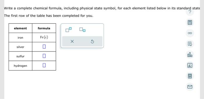 Solved Write a complete chemical formula, including physical | Chegg.com