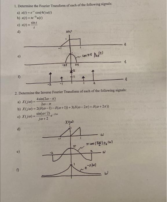 Solved a) x(t)=e−tcos(4t)u(t) b) x(t)=te−2tu(t) c) | Chegg.com