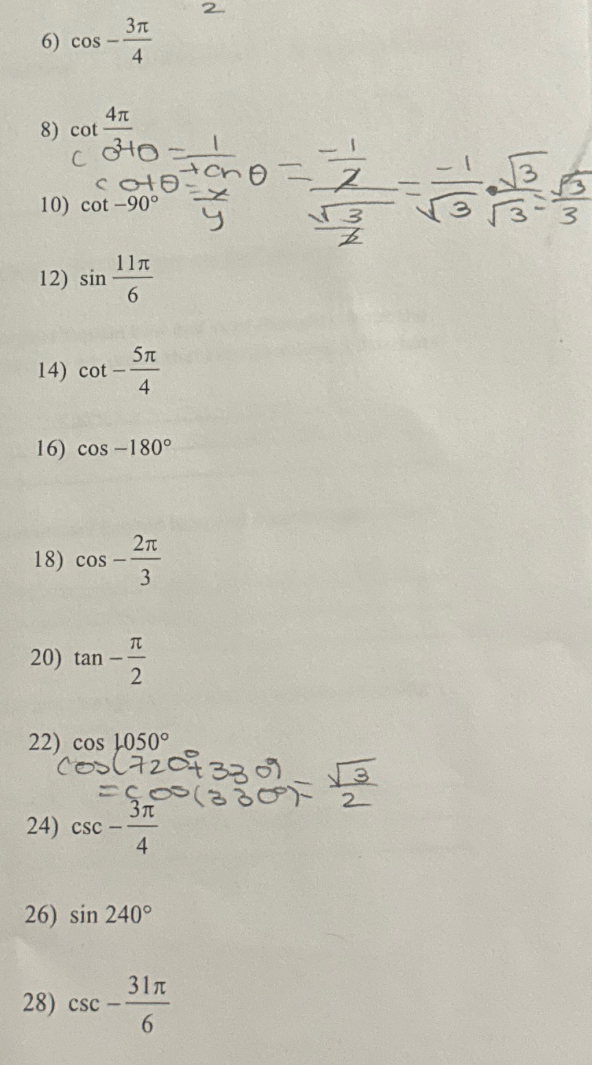 Solved Find The Exact Value Of Each Trignometric Function