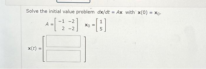 Solved Solve the initial value problem dx/dt=Ax with | Chegg.com