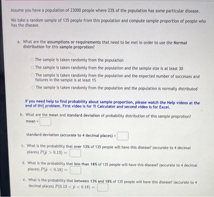 Solved Assume You Have A Population Of 23000 People Where Chegg