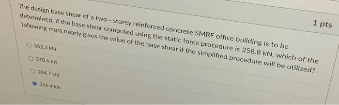 Solved The design base shear of a two-storey reinforced | Chegg.com
