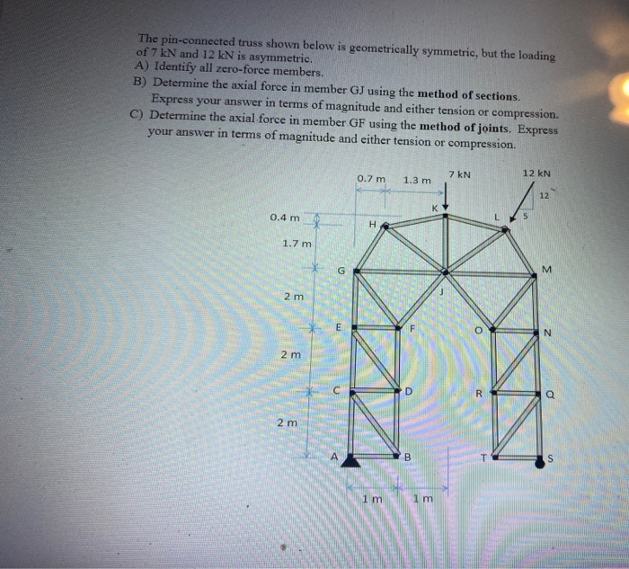 Solved The pin-connected truss shown below is geometrically | Chegg.com
