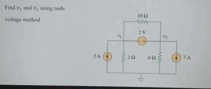 Solved Find v1 ﻿and v2 ﻿using nodevoltage method | Chegg.com