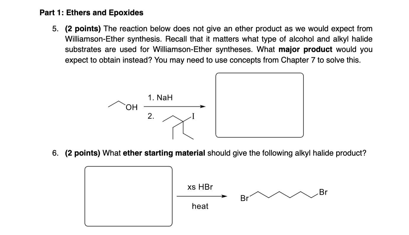 Solved The reaction below does not give an ether product as | Chegg.com