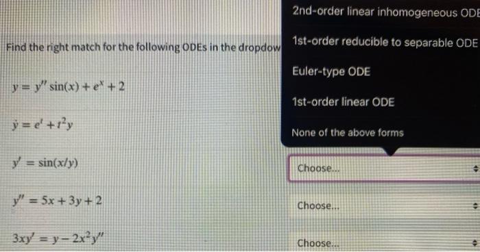 Solved 2nd-order linear inhomogeneous ODE Find the right | Chegg.com