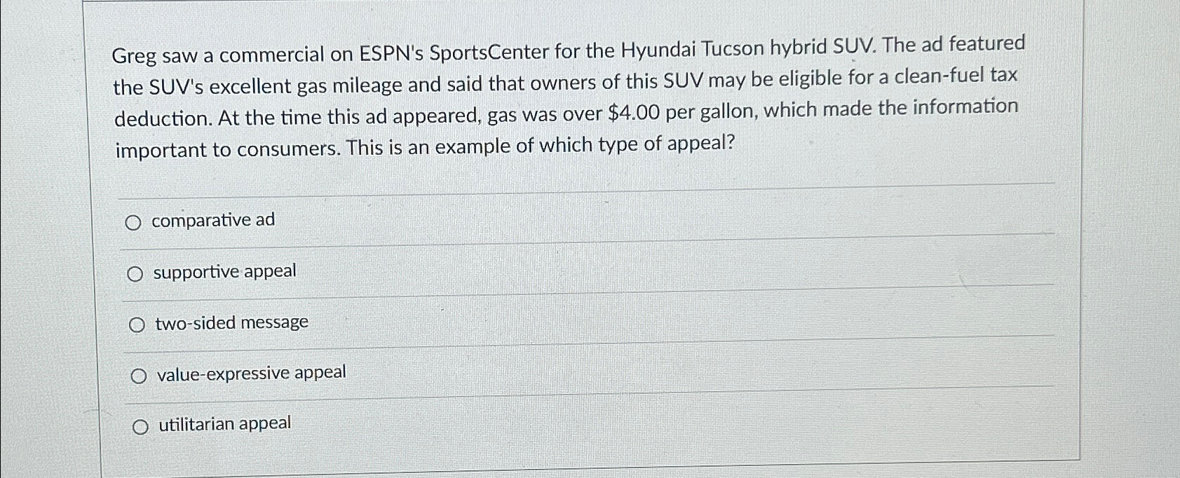 Solved Greg saw a commercial on ESPN's SportsCenter for the | Chegg.com