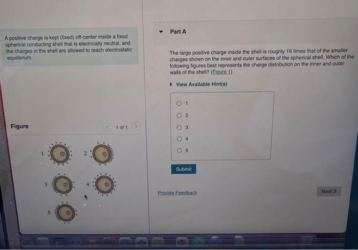 Solved A positive charge is kept (fixed) off-center inside a | Chegg.com