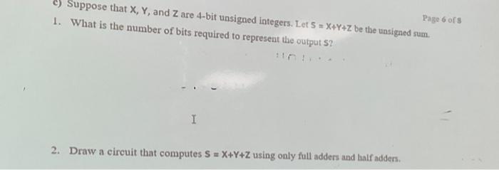Solved C) Suppose that X,Y, and Z are 4-bit unsigned | Chegg.com