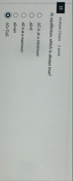 Solved 15Multiple Choice1 ﻿pointAt equilibrium, which is | Chegg.com