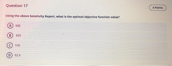 Solved Sensitivity Report Adjustable Cells Cell $B$4 $C$4 | Chegg.com